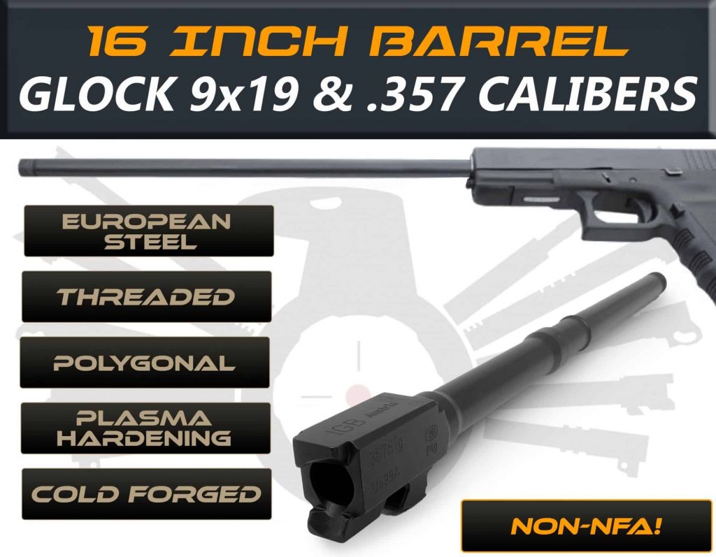 Gen 3 & 4 Glock 16" Long Barrel - IGB Austria Match Grade Polygonal 16 ...